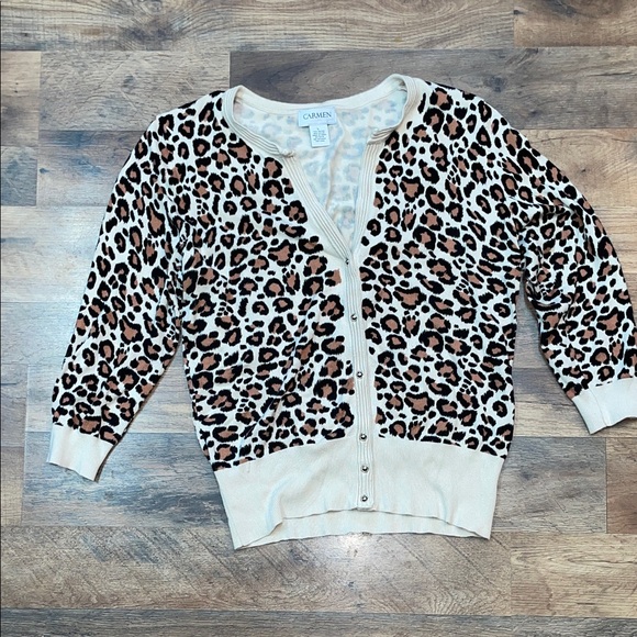 Carmen Marc Valvo | Sweaters | Carmen Marc Valvo Leopard Print Sweater ...